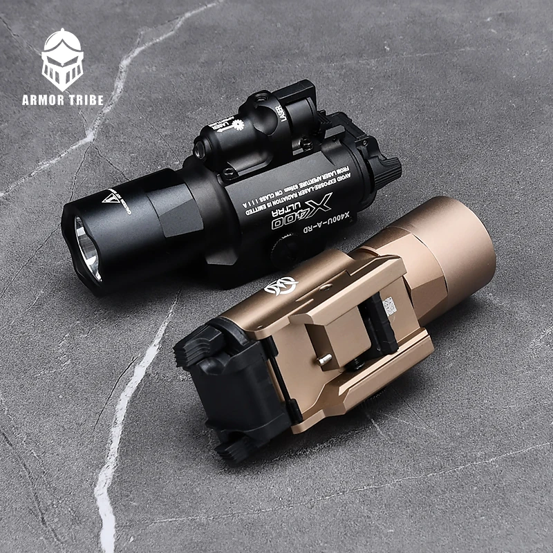 Tactical Surefir X400U X400 Ultra Flashlight with Red/Green Laser PistolWADSNHandgun Weapon ...