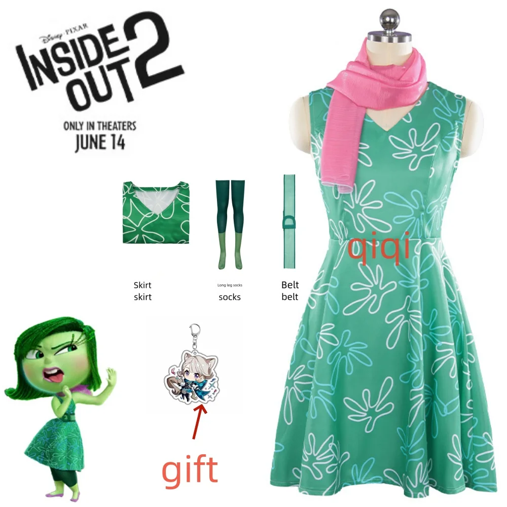 Movie-Inside-Cosplay-Out-Cosplay-Costume-Disgust-Green-Dress-Skirt-For ...