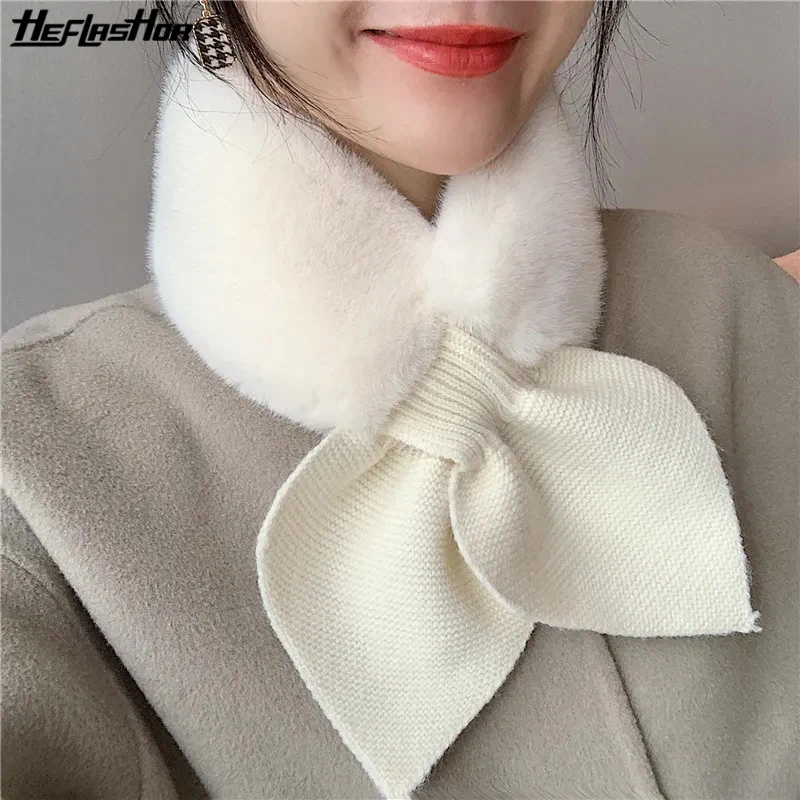 Chal-de-piel-sint-tica-de-conejo-para-mujer-bufanda-cruzada-de-punto ...