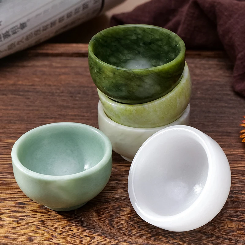 Healing Natural Gemstones Crystal Bowl Real Jades Quartz Carved Tea Cup ...
