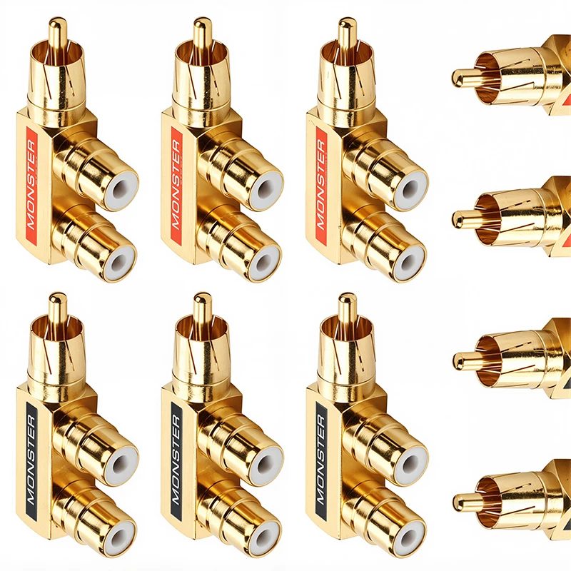 2/4/8PCS Gold Plated Copper AV Audio Splitter Plug RCA Adapter 1 Male ...