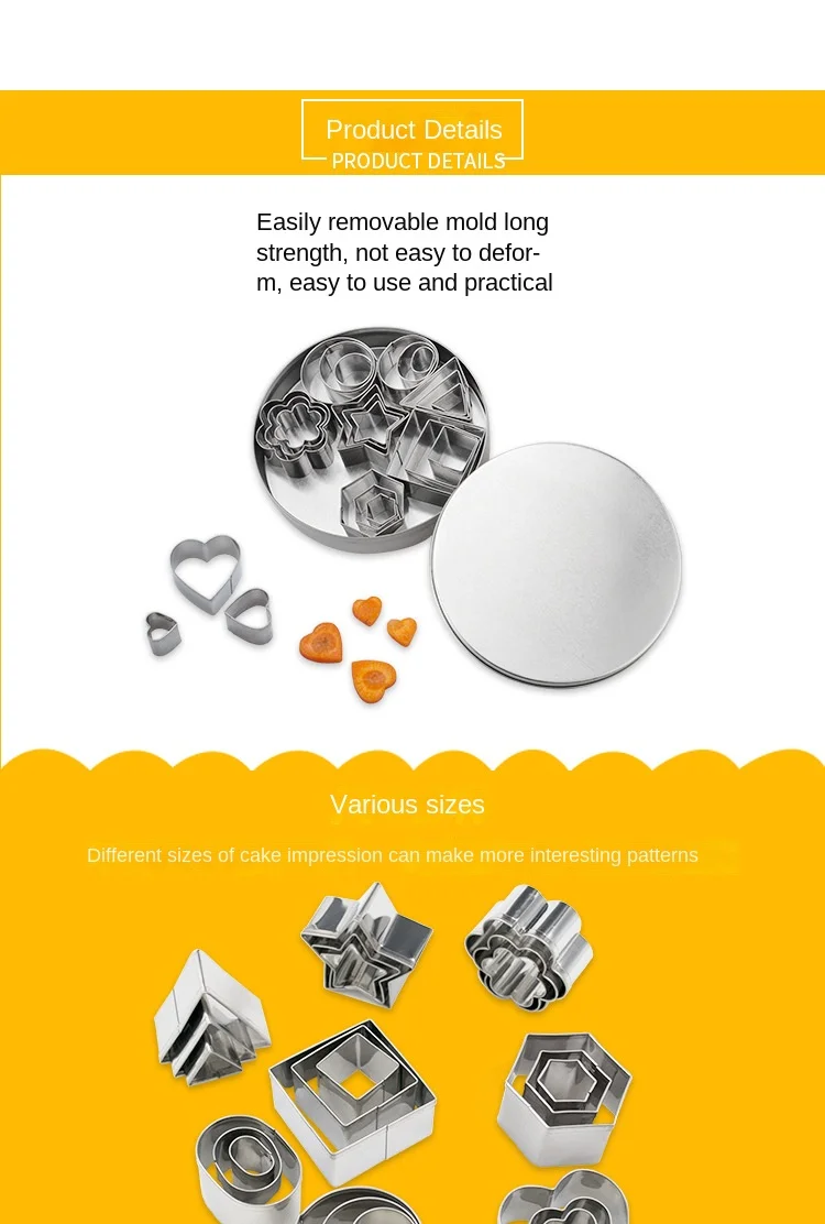 24Pcs Geometric Shaped Cookie Cutter Set Square Heart Triangle Round ...