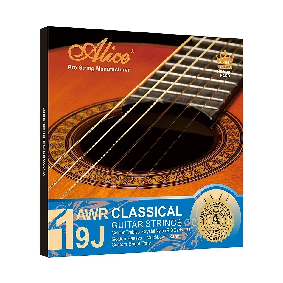 Alice AWR19J Classical Guitar Strings Set Golden Crystal Nylon Carbon ...