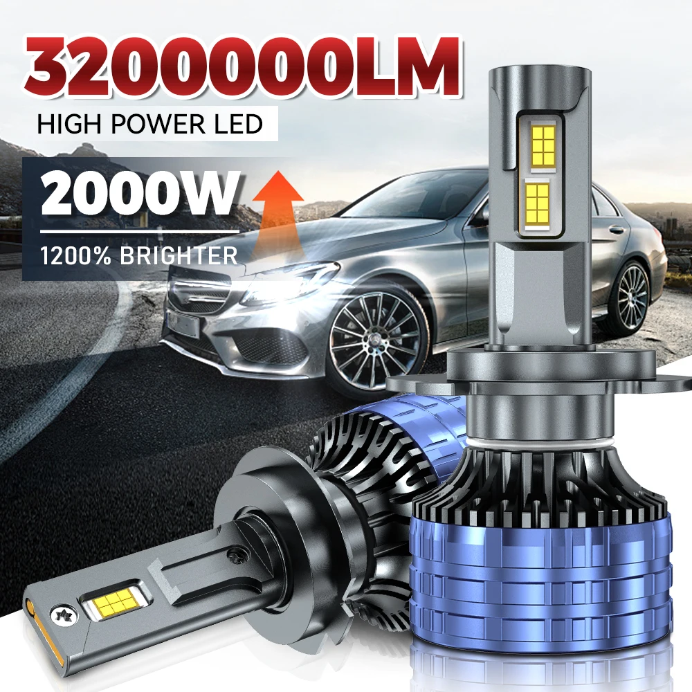 H7 H4 LED Headlight Bulbs 3200000LM H1 H4 H11 9005 HB3 9006 HB3 9012 ...