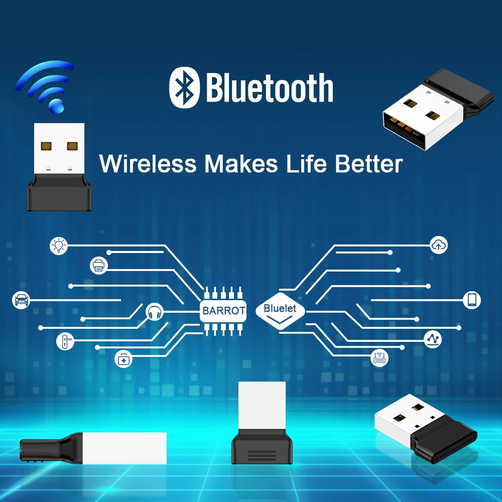 USB Bluetooth 5.3 5.0 Adapter Wireless BT 5.3 Receiver Dongle High Speed Transmitter Mini ...