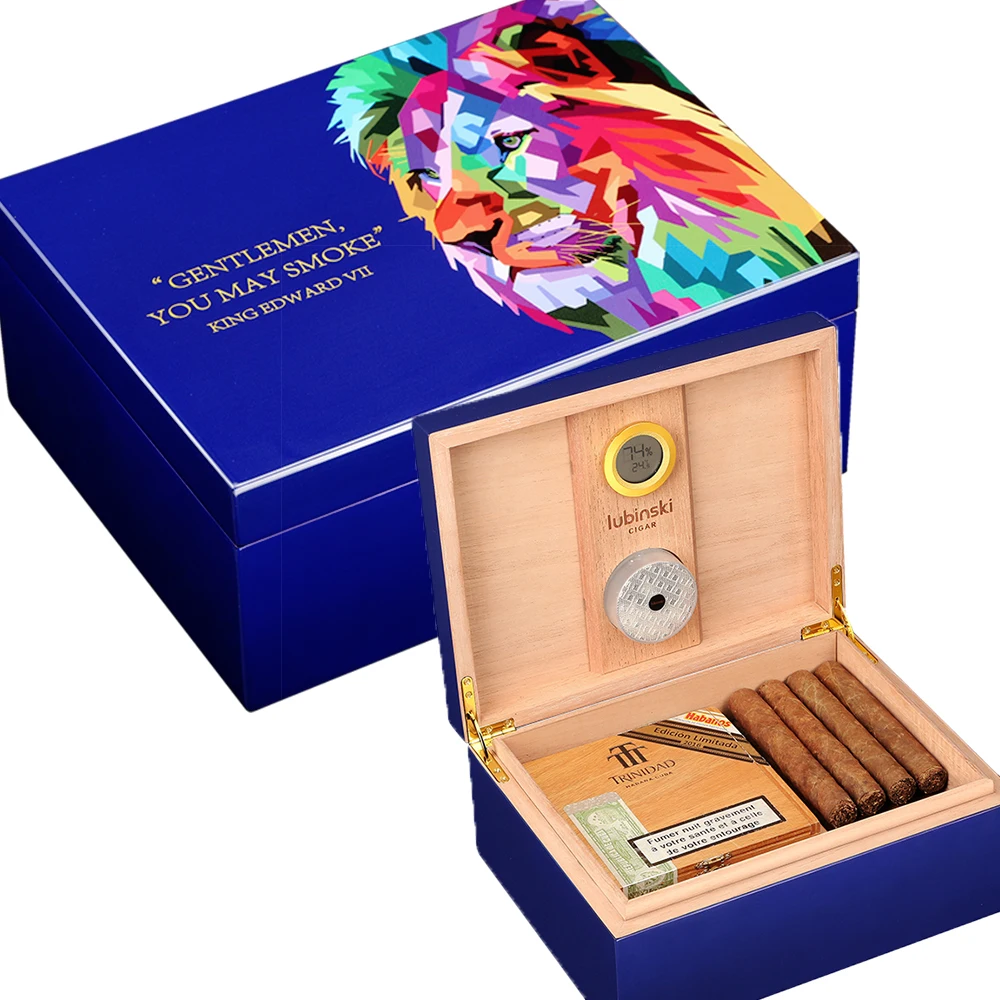 LUBINSKI-Humidor-Cedar-Wood-Cigar-Box-Home-20-50-CT-Capacity-Home ...