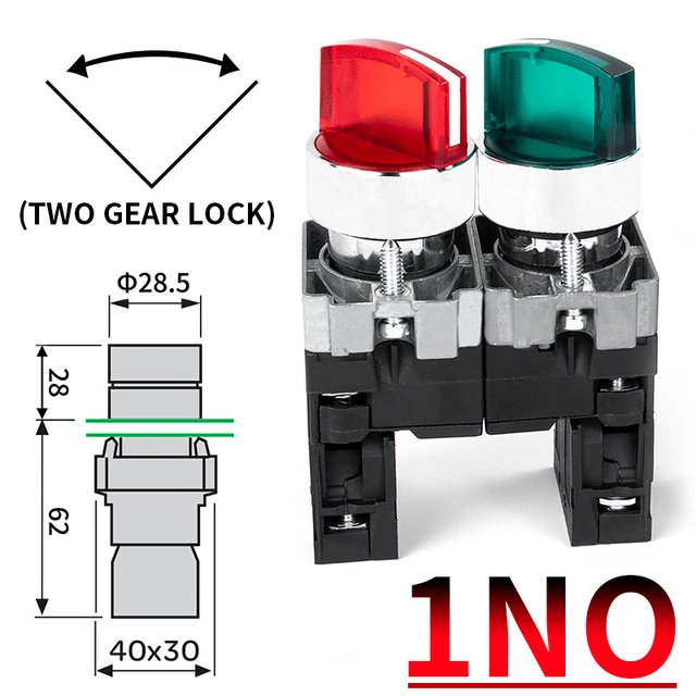 XB2 LED Button switch self reset knob head 22mm start 1NO NC Momentary ...