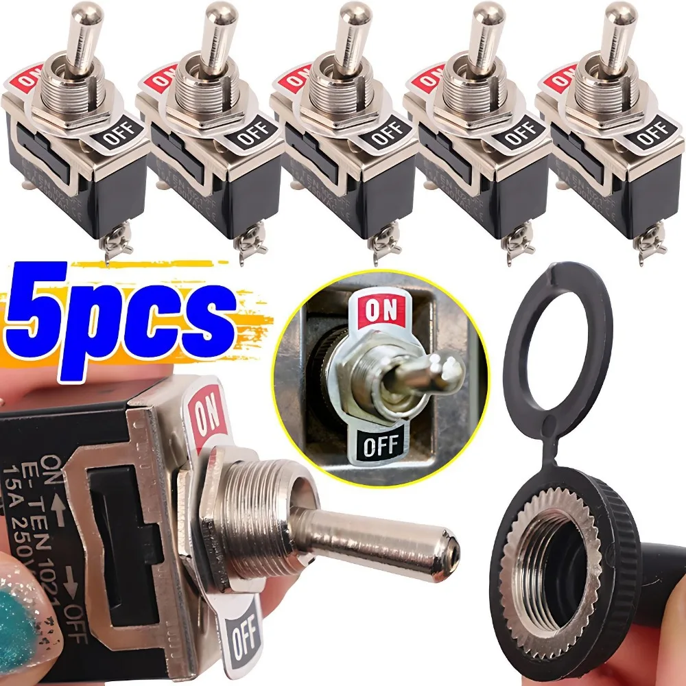 Heavy Duty Toggle Flick Switch with Waterproof Cover 15A 250V Rocker ...