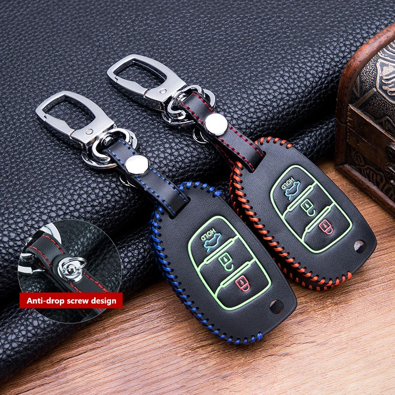 Hand-Sewing-Leather-Car-Flip-Folding-Key-Case-For-Hyundai-Creta-I10-I20 ...
