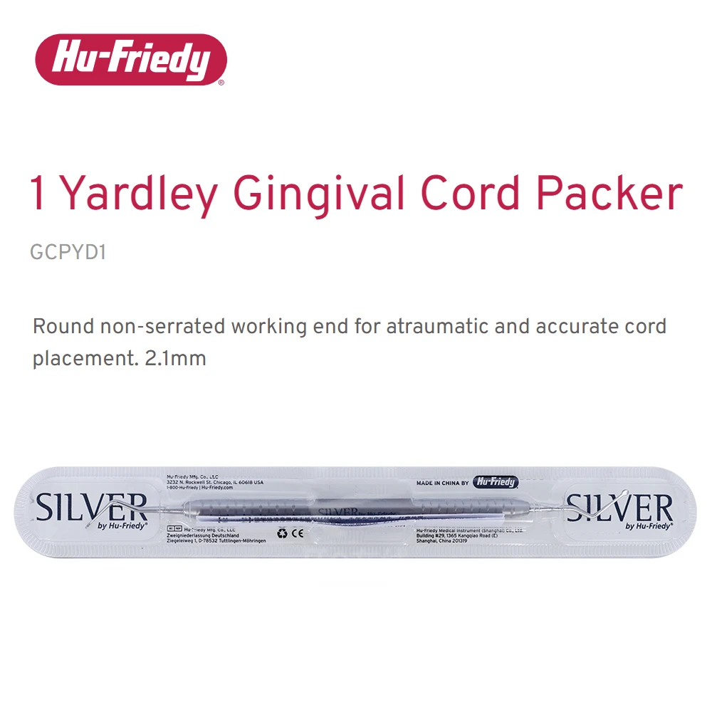 Hu Friedy 1 Yardley Gingival Cord Packer GCPYD1 Round Non Serrated ...