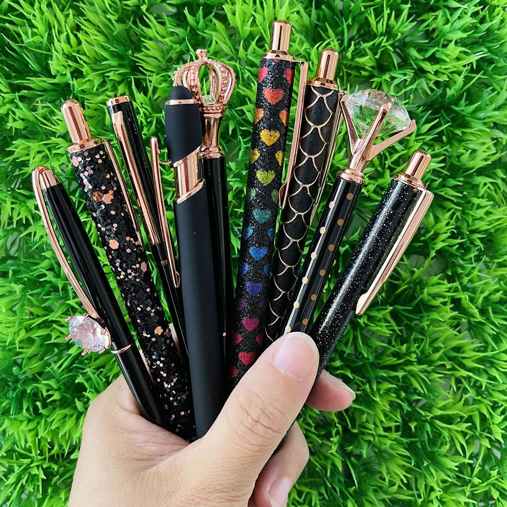 9/10pcs Rhinestone Stylus Ballpoint Pen Reusable Practical Writing Pen ...