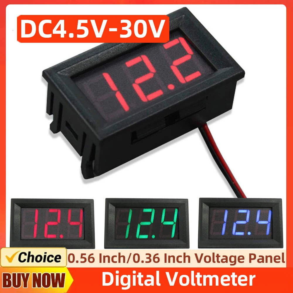DC4-5V-30V-Digital-Voltmeter-Waterproof-0-36-0-56-Inch-Voltage-Panel ...