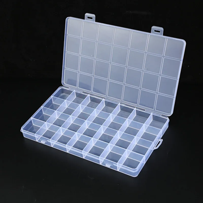 28 Grid Rectangle Plastic Jewelry Box Compartment Storage Box Case ...