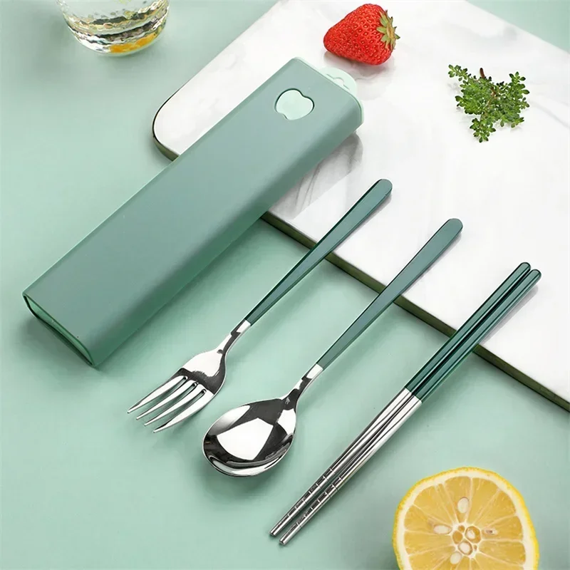 304-Stainless-Steel-Cutlery-Set-with-Box-Portable-Dinnerware-Lunch-Tableware-Spoon-Fork ...