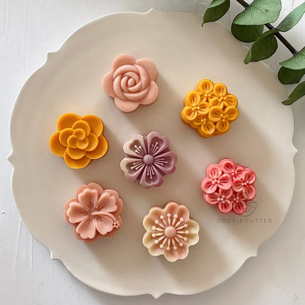 Mid-autumn Festival Osmanthus 20/75g Mooncake Mold 3D Flower Shaped ...