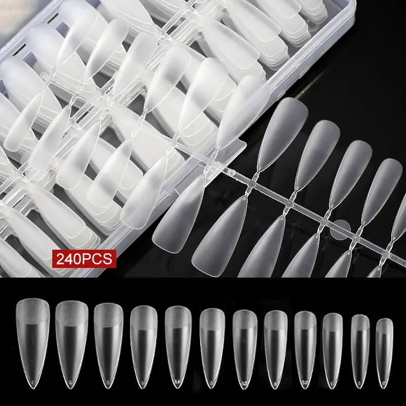 240Pcs/Box Fake Nails Square Head Press on Nails Ultra Thin Nail Tips ...