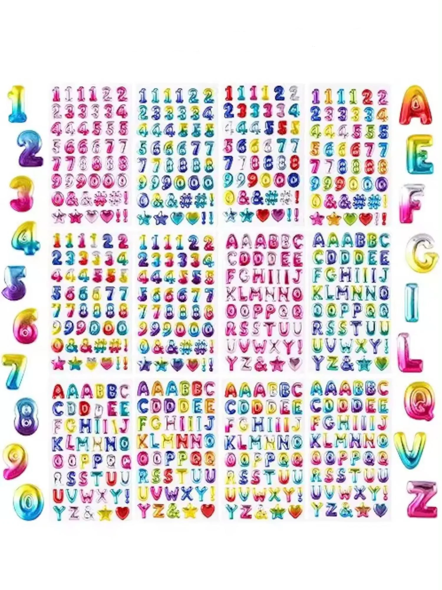 8-Pack-Self-Adhesive-Glittering-Puffy-Letter-Number-Sticker-3D-Colorful ...