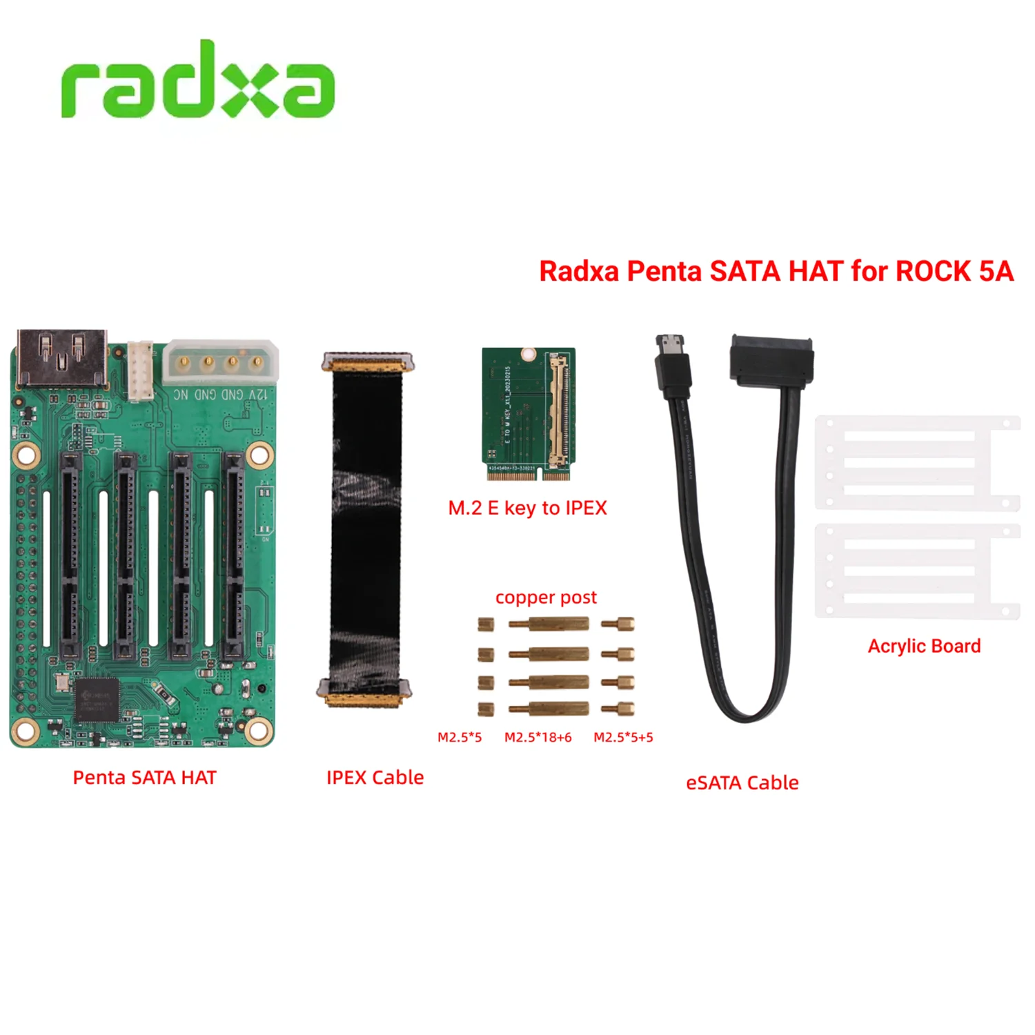 Buy Penta SATA HAT For Raspberry pi 5 and ROCK Series Rock 5C / ROCK 5A ...