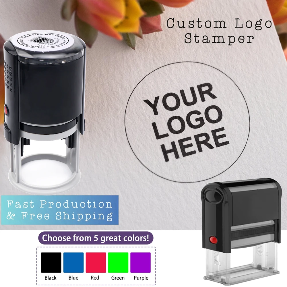 Custom Logo Self Inking Stamp, Personalized Signature Stamp Self-Inking ...