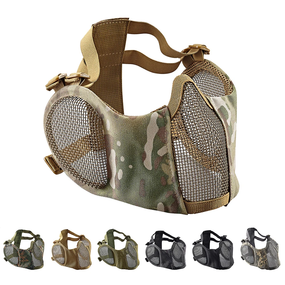 Tactical-Airsoft-Masks-Metal-Steel-Net-Mesh-Protect-Ears-Mask-Field ...
