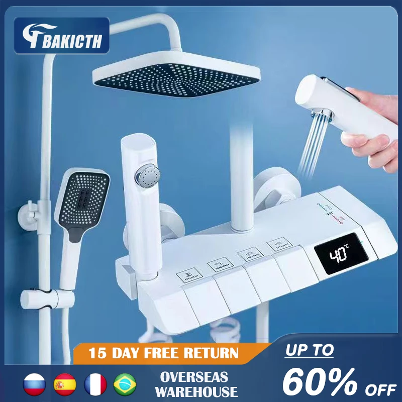 Hot Cold Shower System Bathroom | Bathroom Shower Rainfall Set - White ...