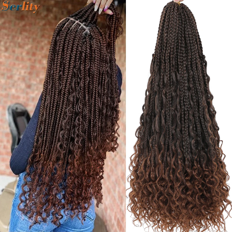 1-6-paquets-Ombre-Box-Braids-avec-extr-mit-s-boucl-es-Crochet-Braids ...