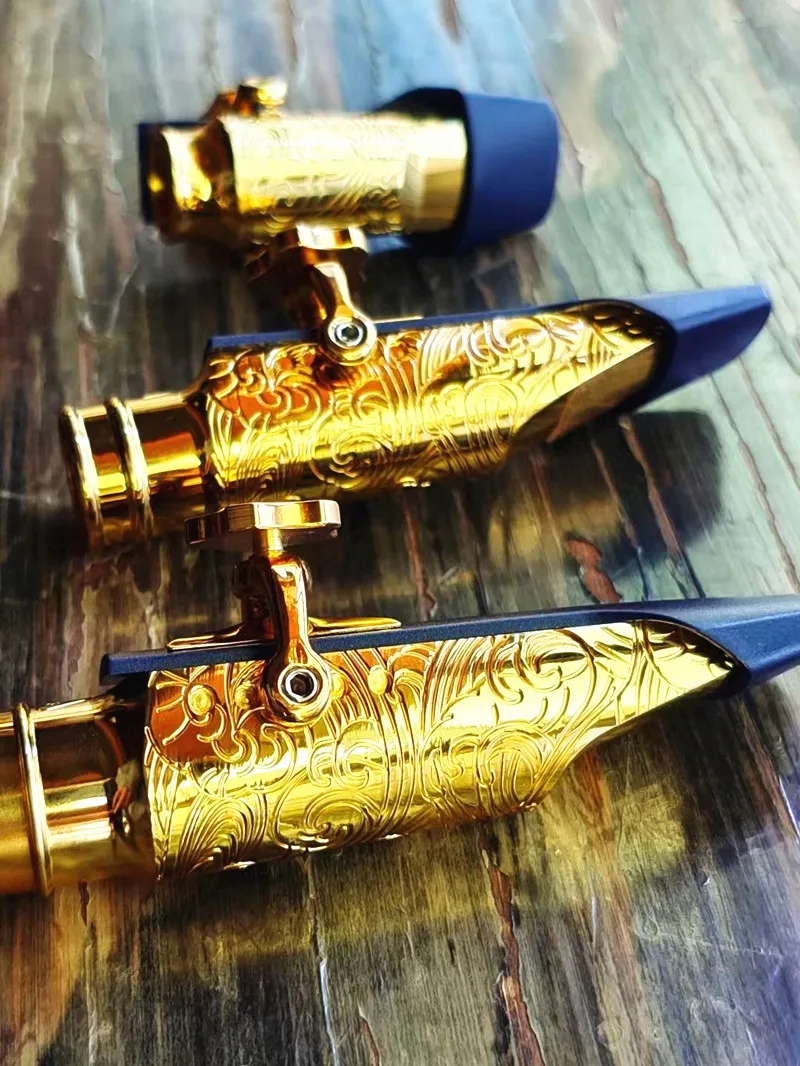 Saxophone Metal Mouthpiece High-End hand Carved Pattern Soprano/Tenor ...