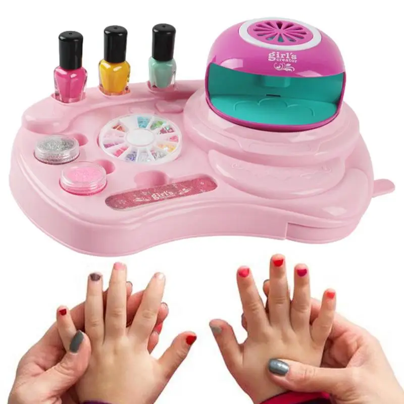 Crianças conjunto de verniz prego meninas conjunto de unhas com secador ...