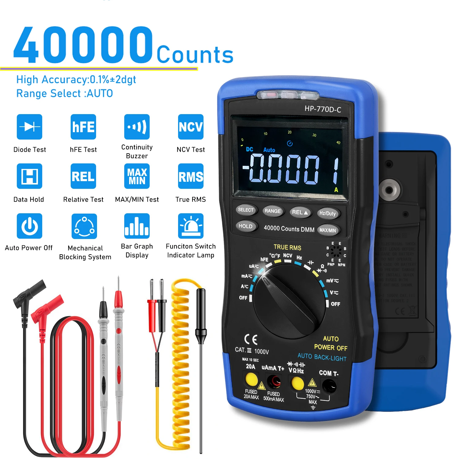 HoldPeak-LCD-Digital-Multimeter-40000-Counts-True-RMS-Auto-Range ...