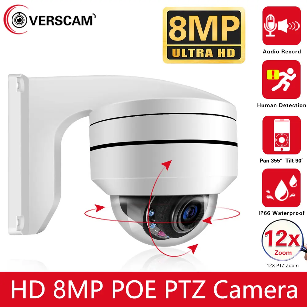 4K-8MP-Outdoor-IP66-PTZ-Dome-IP-Camera-POE-5MP-10X-Optical-Zoom-Motion ...