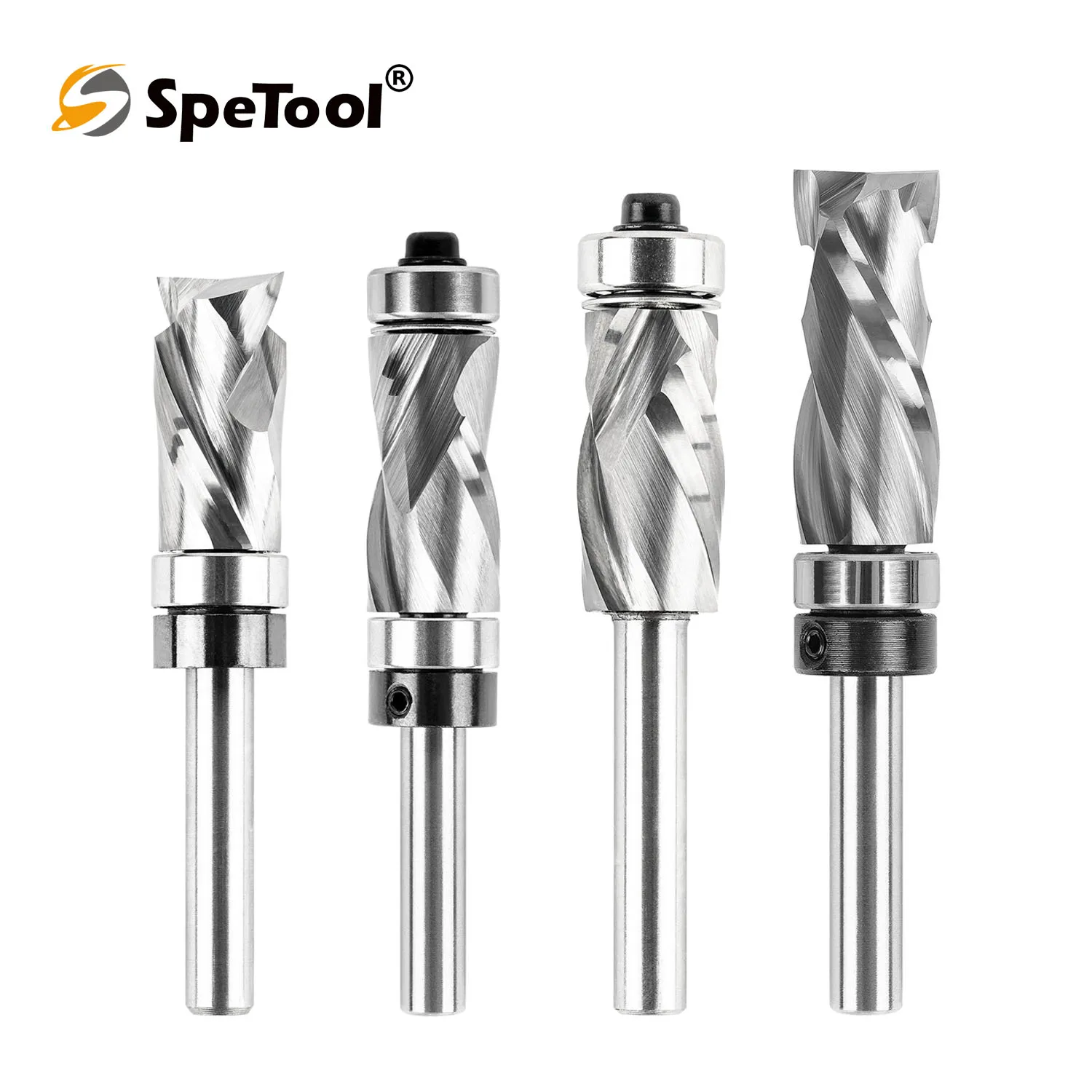 SpeTool-1pc-Bearing-Compression-Spiral-Flush-Trim-Router-Bit-Solid ...