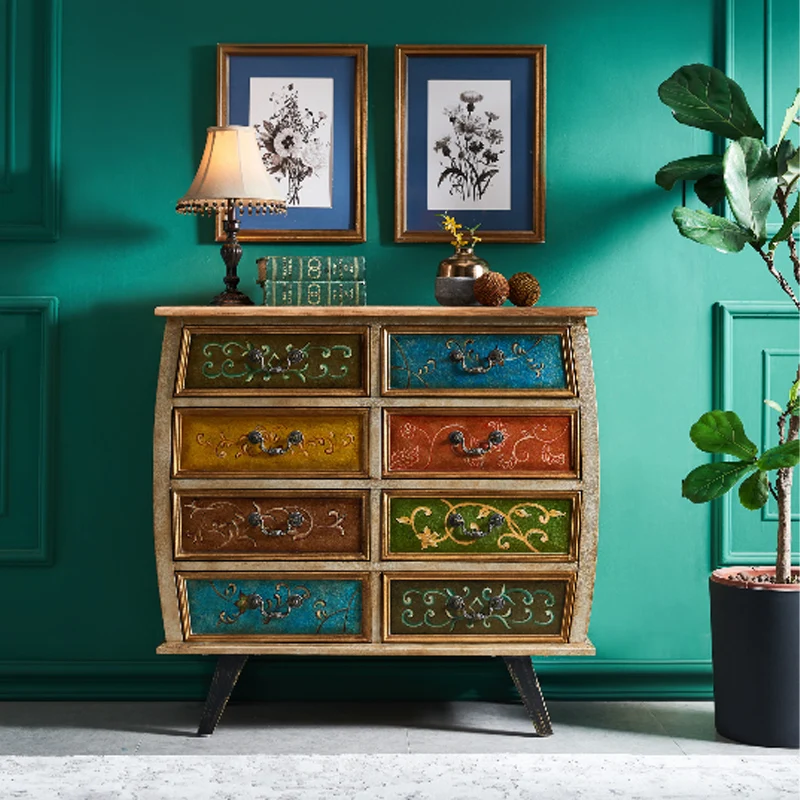 Color Chest of Drawers Bedroom Bedside Table TV Cabinet Locker Retro ...