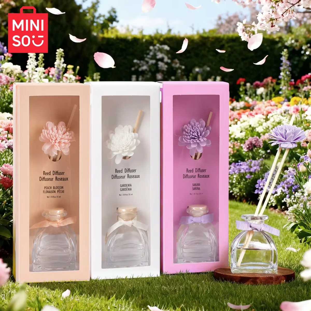 MINISO Minimalist Floral Art Series Non Fire Aromatherapy Gardenia Long ...
