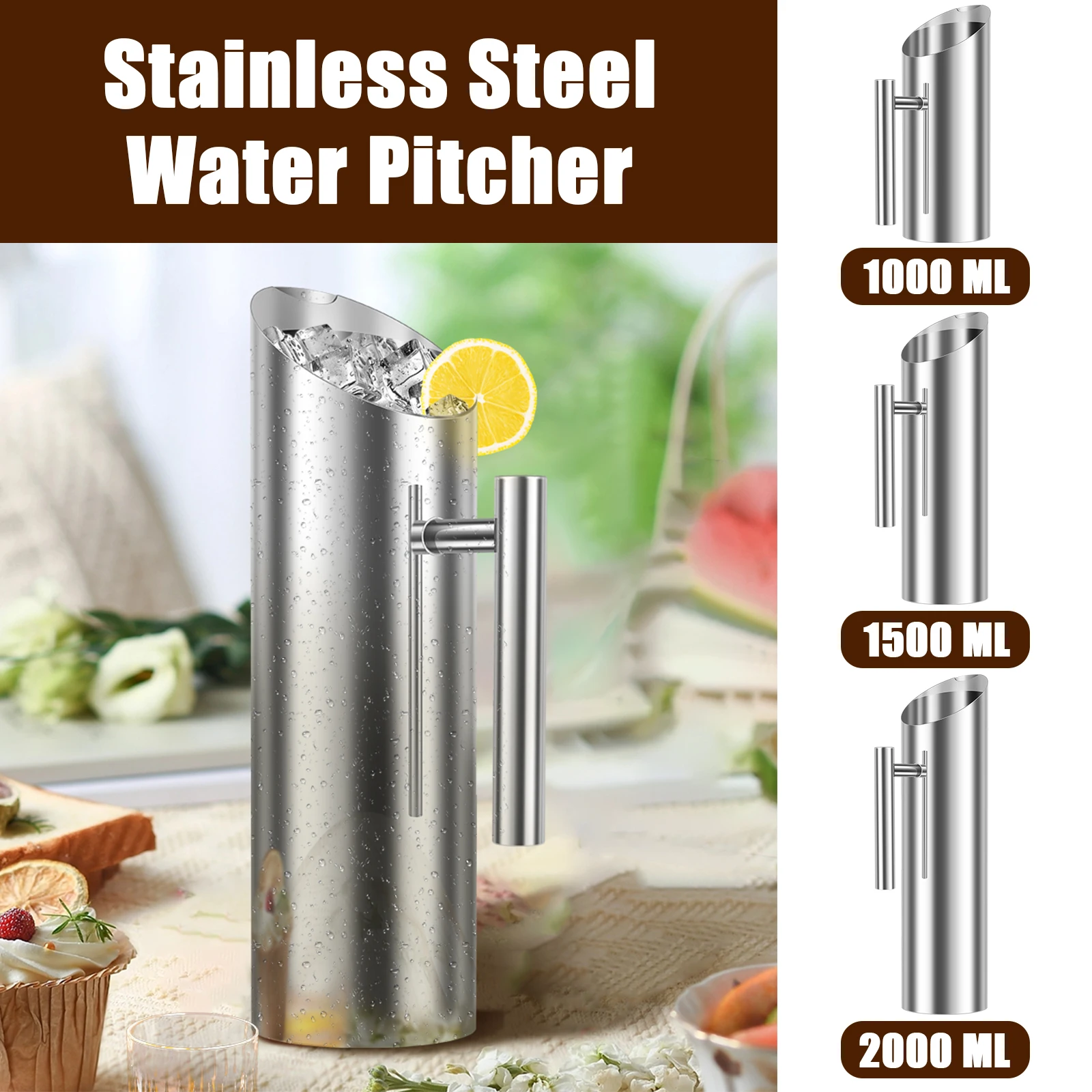 Stainless-Steel-Water-Pitcher-Carafe-with-Ice-Guard-and-Handle-1L-1-5L ...
