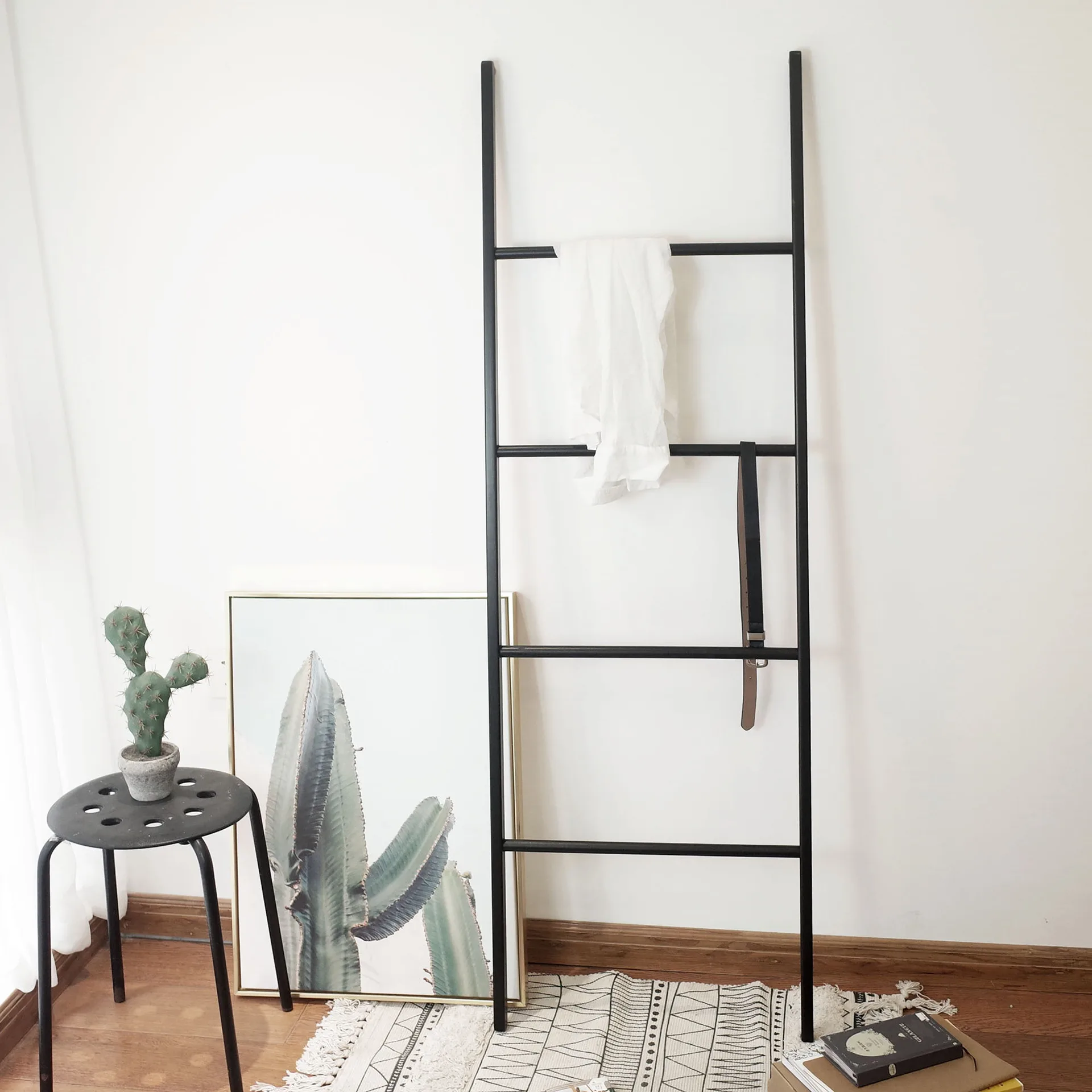Creative Ladder Clothes Rack, Trapezoidal Solid Wood Clothes Rack ...