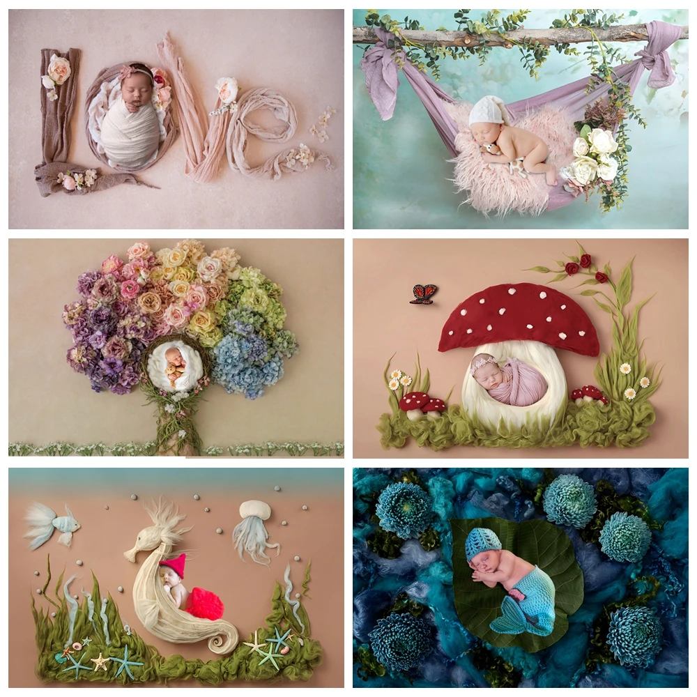 Newborn-Photography-Backdrop-Baby-Shower-Birthday-Flower-Swing-Sleeping ...