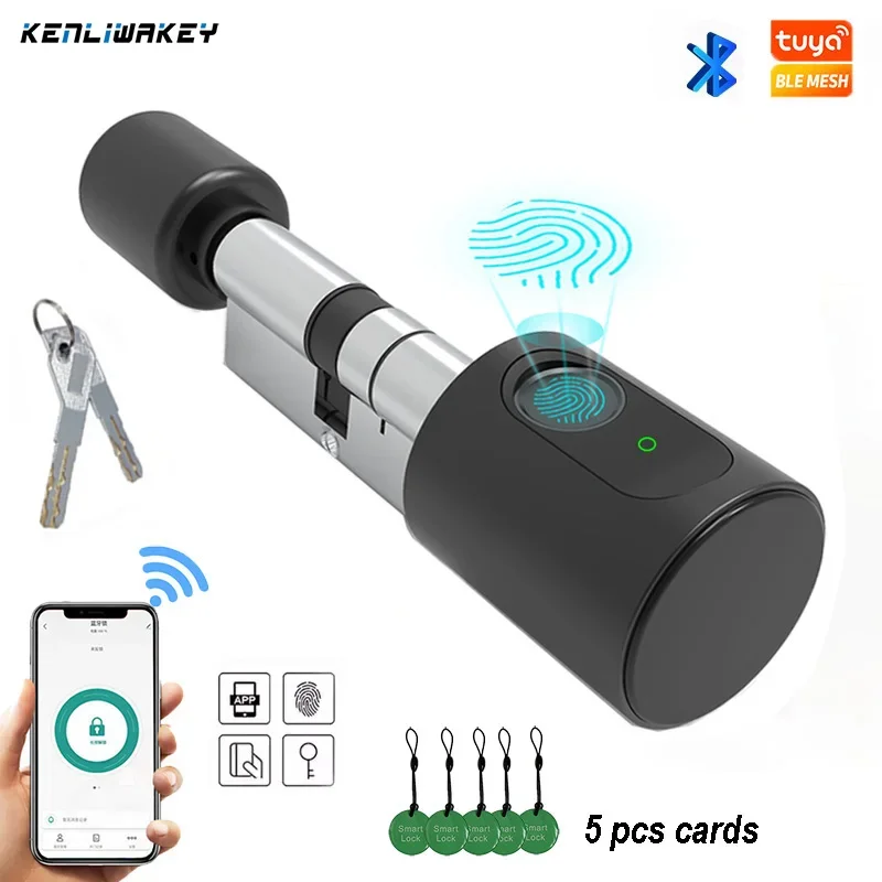 Tuya-APP-Fingerprint-Bluetooth-RFID-Card-Euro-Cylinder-Smart-Door-Lock ...