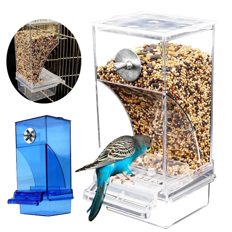 New-Automatic-Bird-Feeder-Neat-Parrot-Pigeon-Transparent-Feeder-Large ...