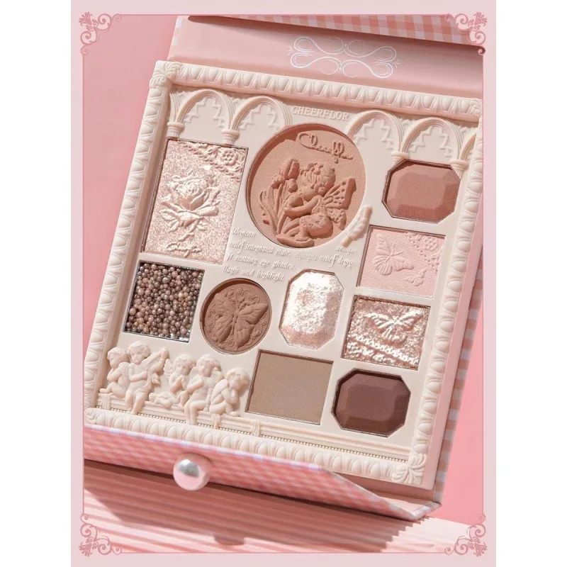 Cheerflor-Angel-Embossed-Eye-Shadow-Plate-Blush-Highlight-One-Milk-Tea ...