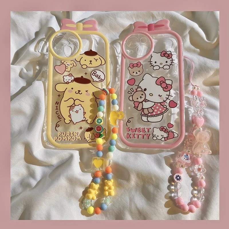 Sanrio Hello Kitty Pom Pom Purin With Bracelet Phone Cases For Iphone ...