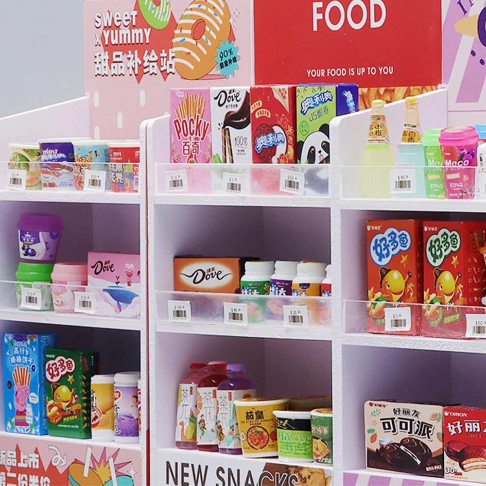 30PC-Mini-Cute-Drink-Food-Toy-Supermarket-Store-Model-Shelf-Dining ...