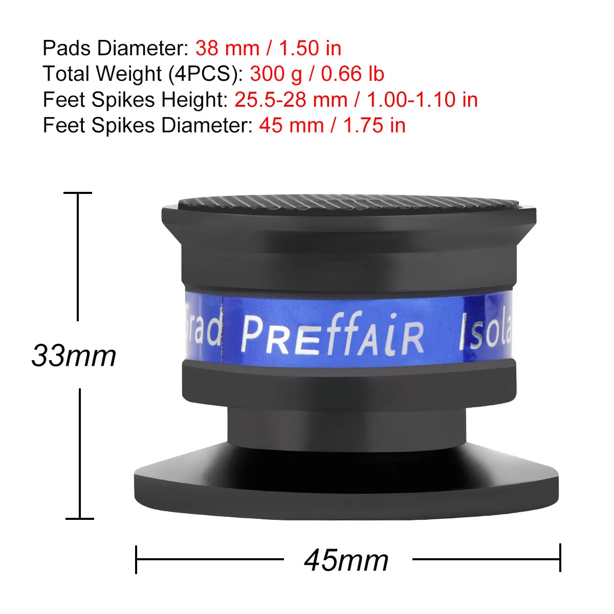 4PCS-Audiophile-HiFi-Speaker-Stand-Isolation-feet-Aluminium-Anti ...