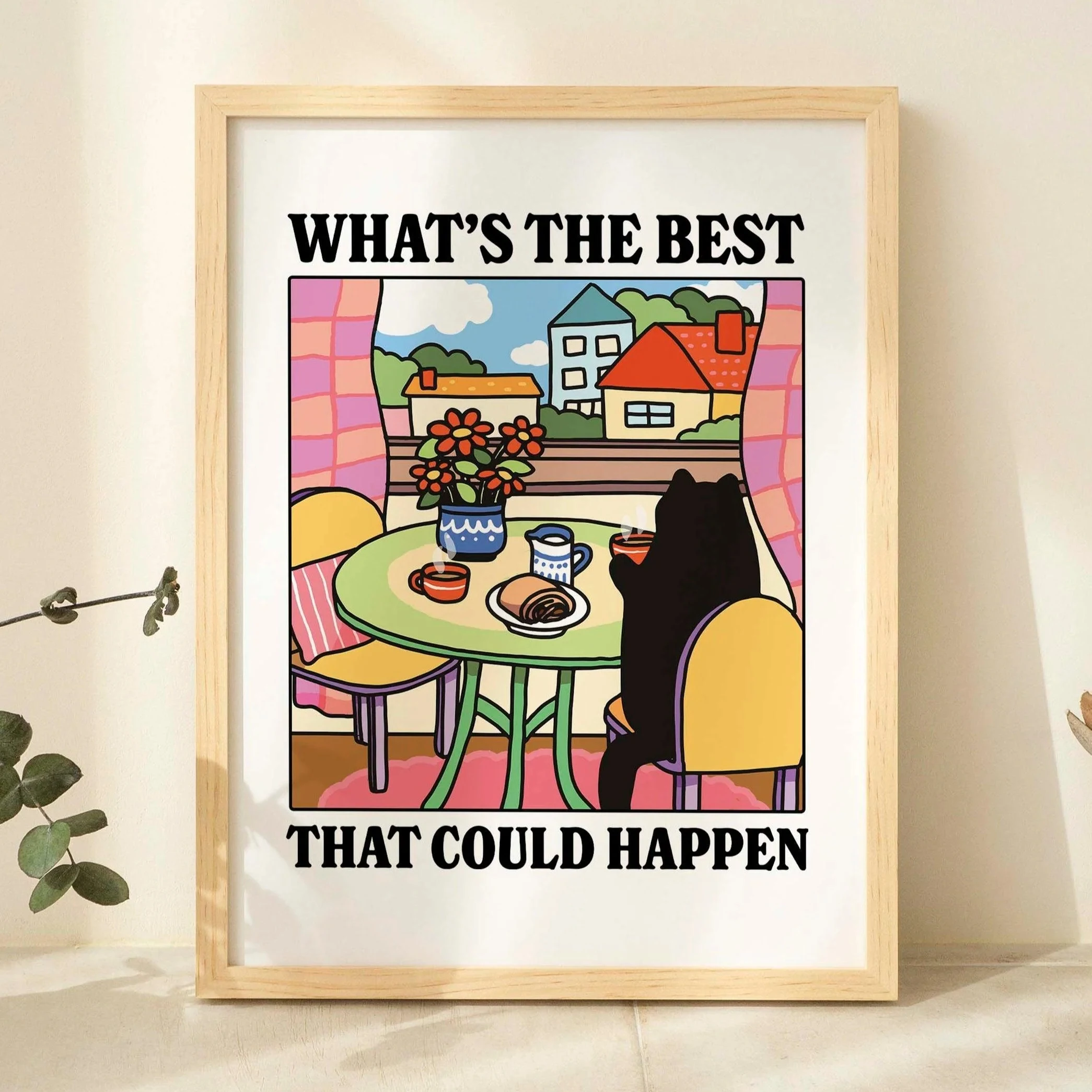 Best That Could Happen Cartoon Cat Wall Art Prints Canvas Painting ...