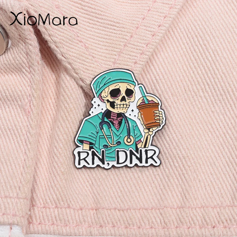 RN-DNR-Medical-Directive-Enamel-Pin-Custom-Skeleton-Doctor-Surgical ...