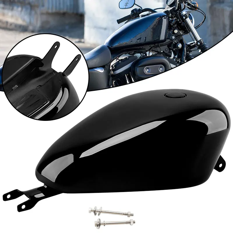 Gloss Black Motorcycle EFI 14.4 Liter Oil Gas Fuel Tank 3.3 Gallon ...