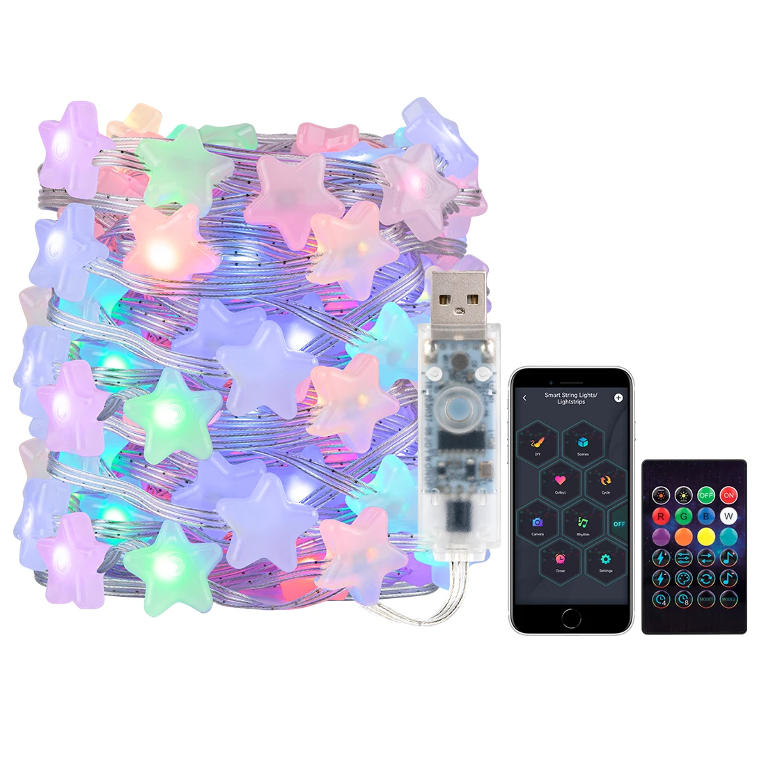 WS2812B-LED-String-RGB-Dream-Color-Birthday-Decoration-Party-Star ...