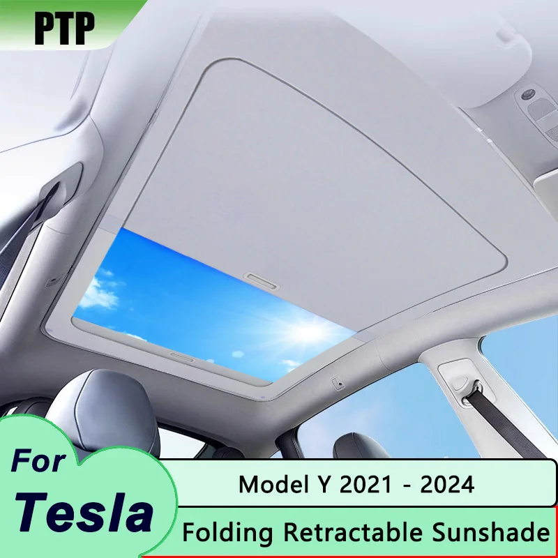 For-Tesla-Model-Y-2024-Retractable-Sunshade-Folding-Sunroof-Sun-Shade ...