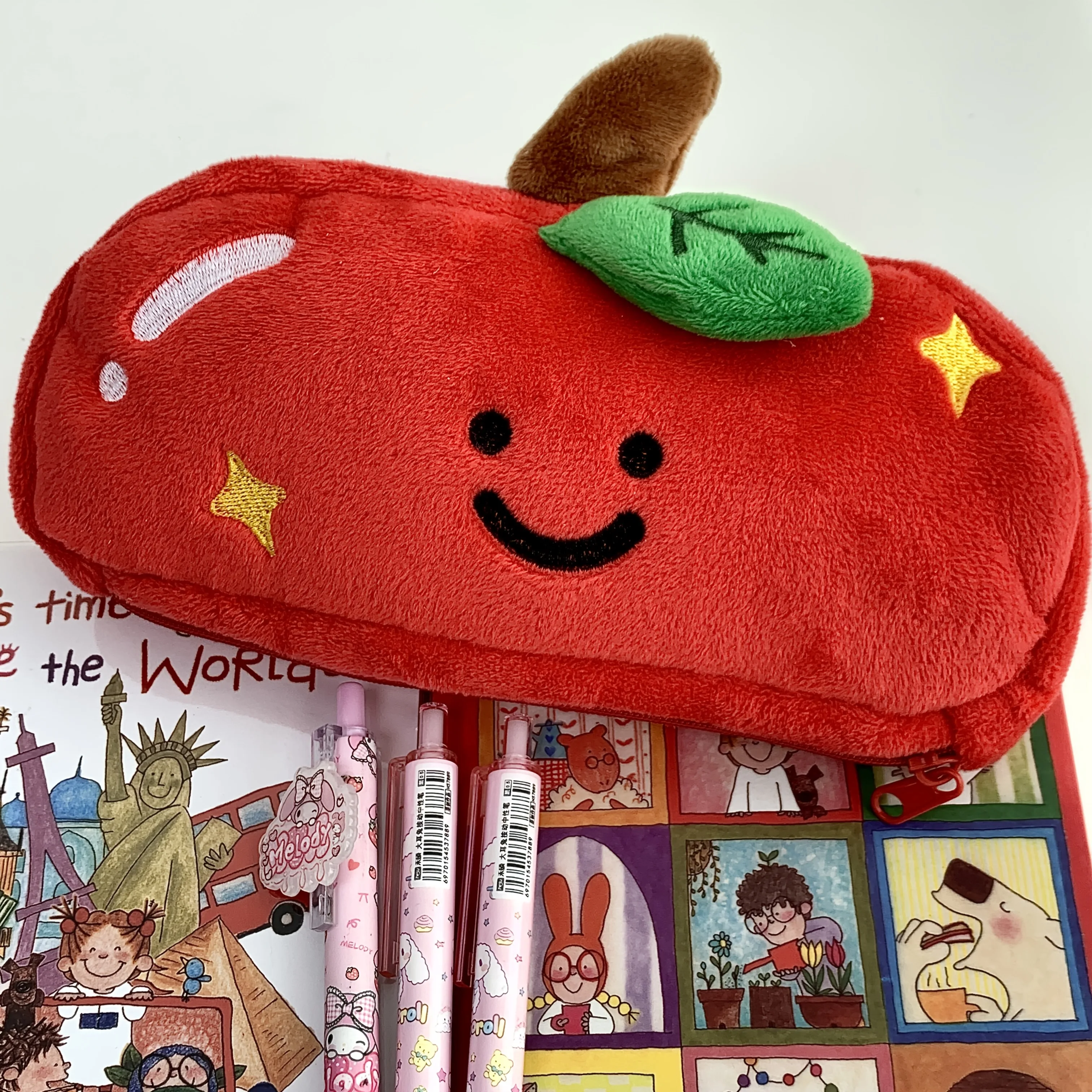 Red Apple Pencil Case/Makeup Bag/Portable Bag, Large Capacity Pen Case ...