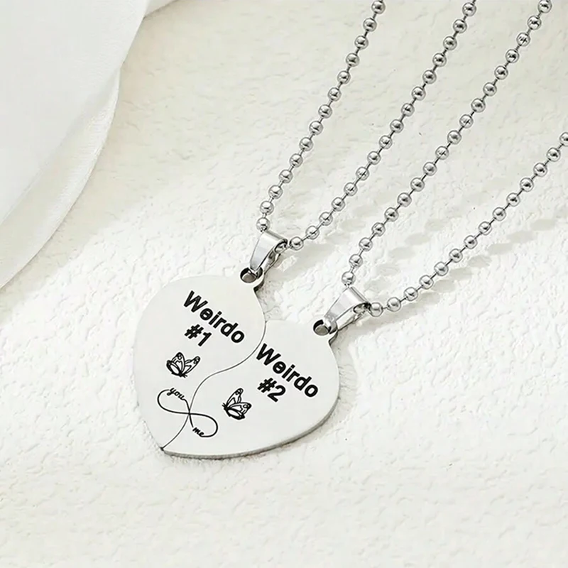 Friendship-Gifts-Weirdo-1-Weirdo-2-Two-Split-Heart-Pendant-Necklaces ...