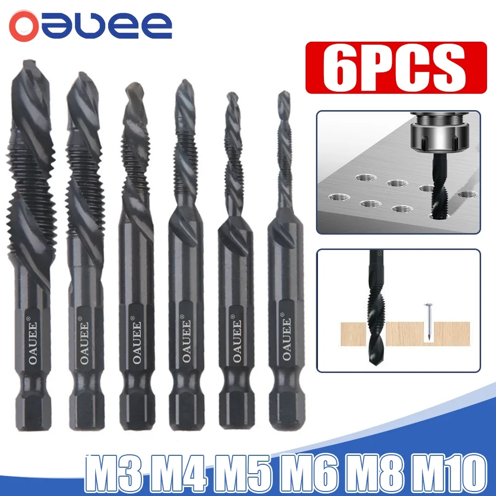 Taps-Set-Titanium-Plated-Hex-Shank-Screw-Thread-Metric-Tap-Drill-Bits ...